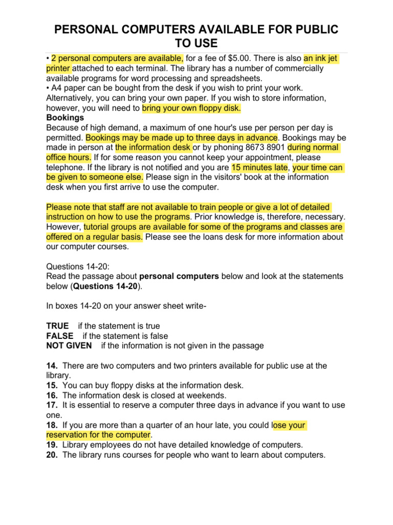 Public Computer Access at Library | PDF | Teachers | Libraries