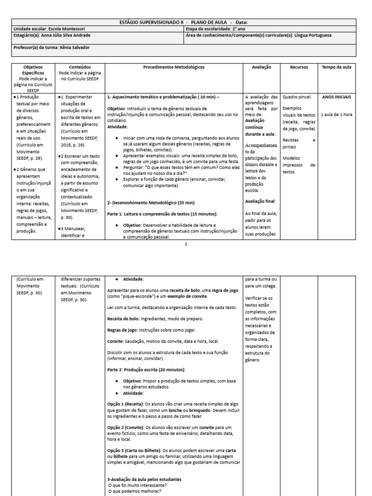 PLANO DE AULA.docx (1) | PDF