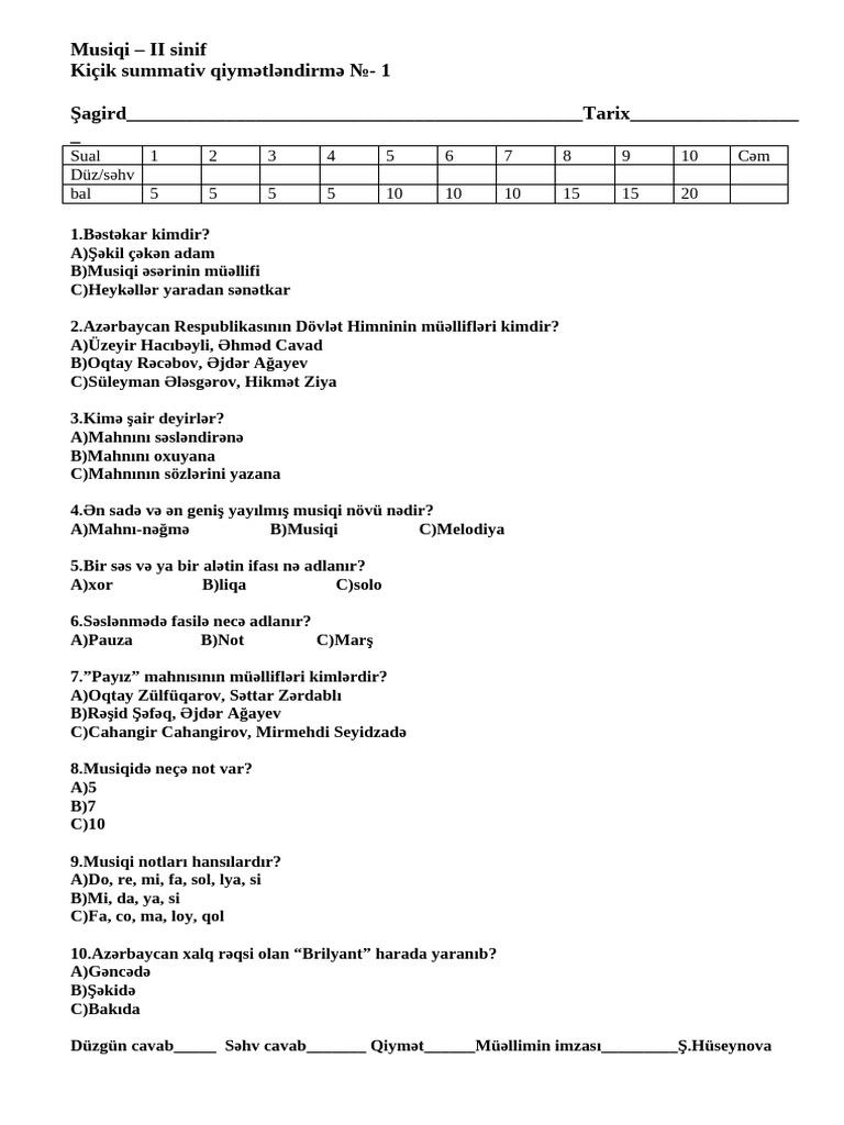 2-ci sinif Musiqi yeni ksq 1,2,3,4,5 bsq 1,2 (1) | PDF