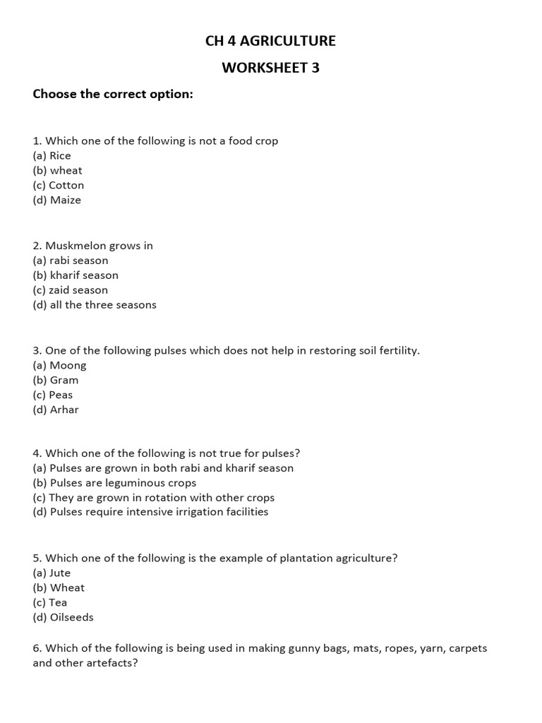 CH 4 Agriculture | PDF