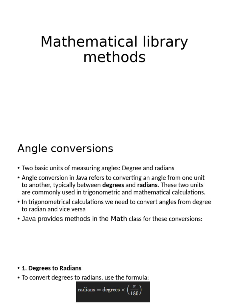 Mathematical Library Methods | PDF | Trigonometric Functions | Trigonometry