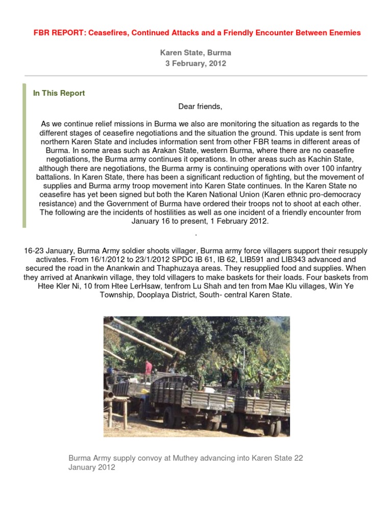FBR REPORT: Ceasefires, Continued Attacks and A Friendly Encounter ...