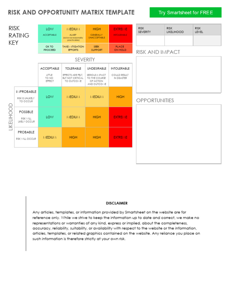 Risk and Opportunity Matrix Template | PDF | Risk | Probability