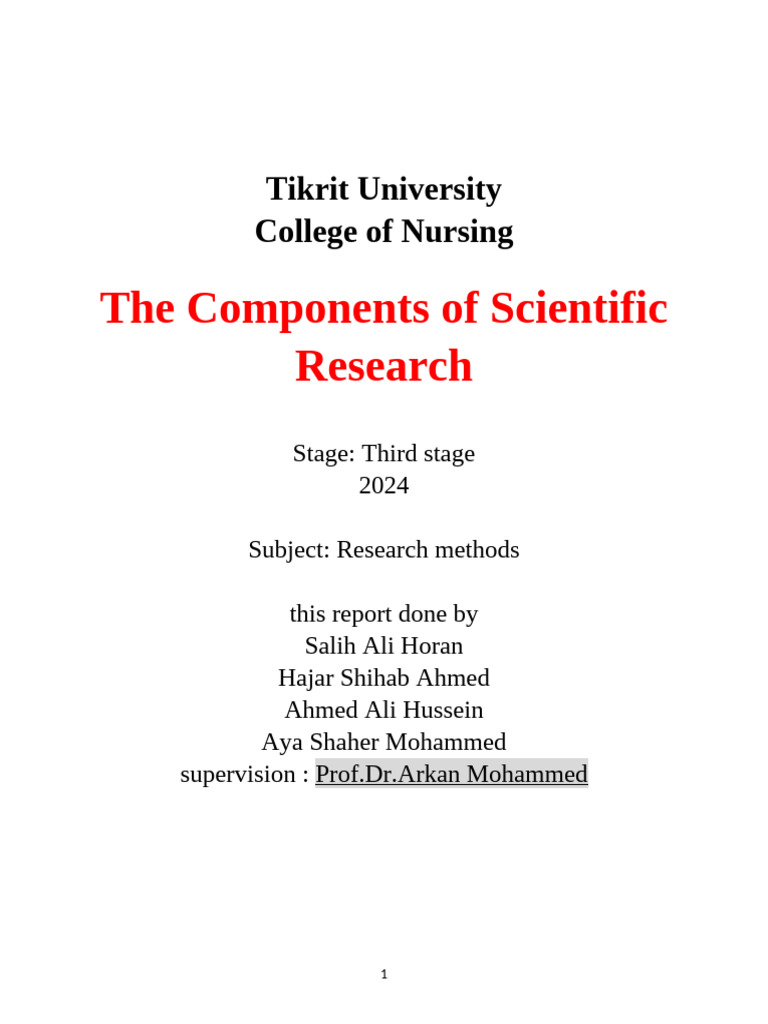 Report On The Components of Scientific Research | PDF | Methodology ...