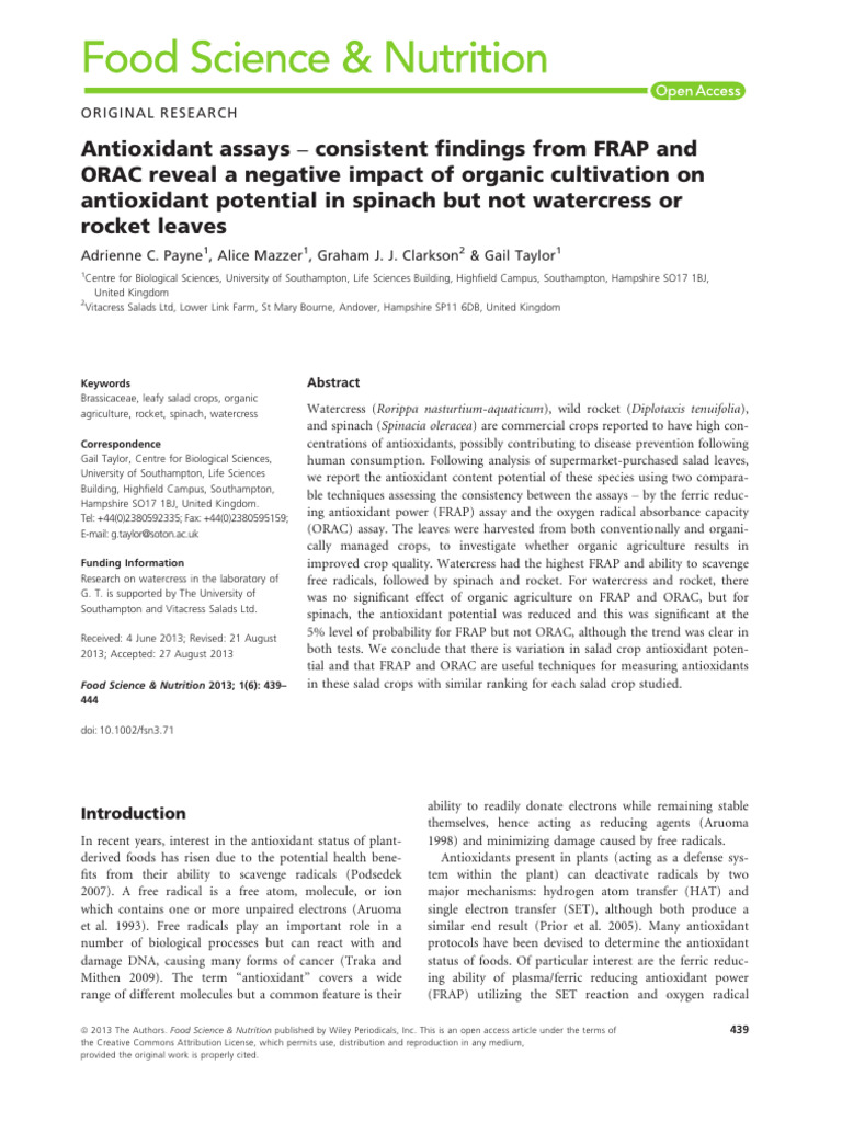 FRAP assay | PDF | Antioxidant | Radical (Chemistry)