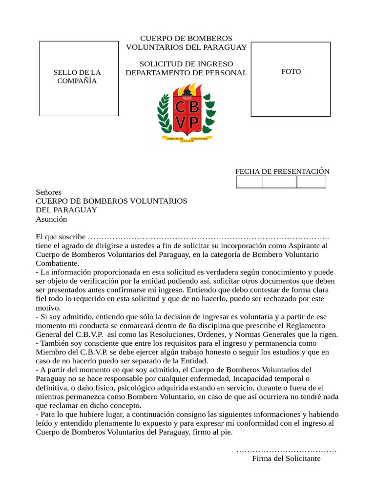 Solicitud de Ingreso 2025 | PDF | Documento de identidad | Bombero