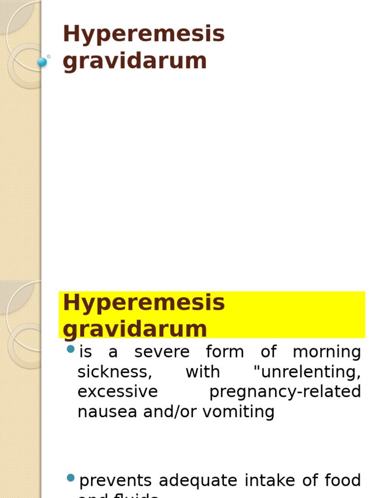 Hyperemesis Gravidarum | PDF | Diseases And Disorders | Medical Specialties