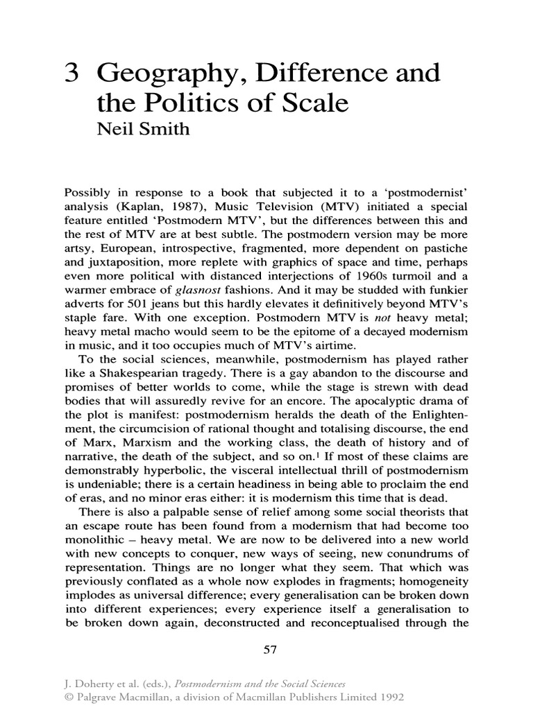 Neil Smith - Geography, Difference and The Politics of Scale | PDF ...