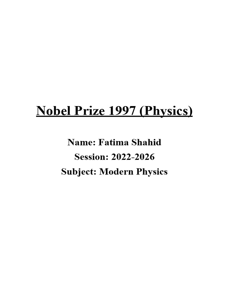 Fatima Shahid Nobel Prize Assignment | PDF