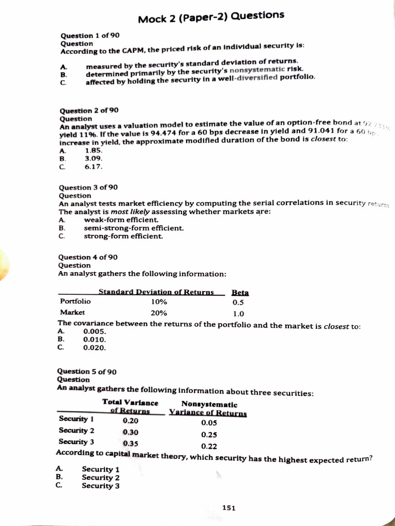 mock 2 (paper 2) | PDF | Bond Duration | Futures Contract