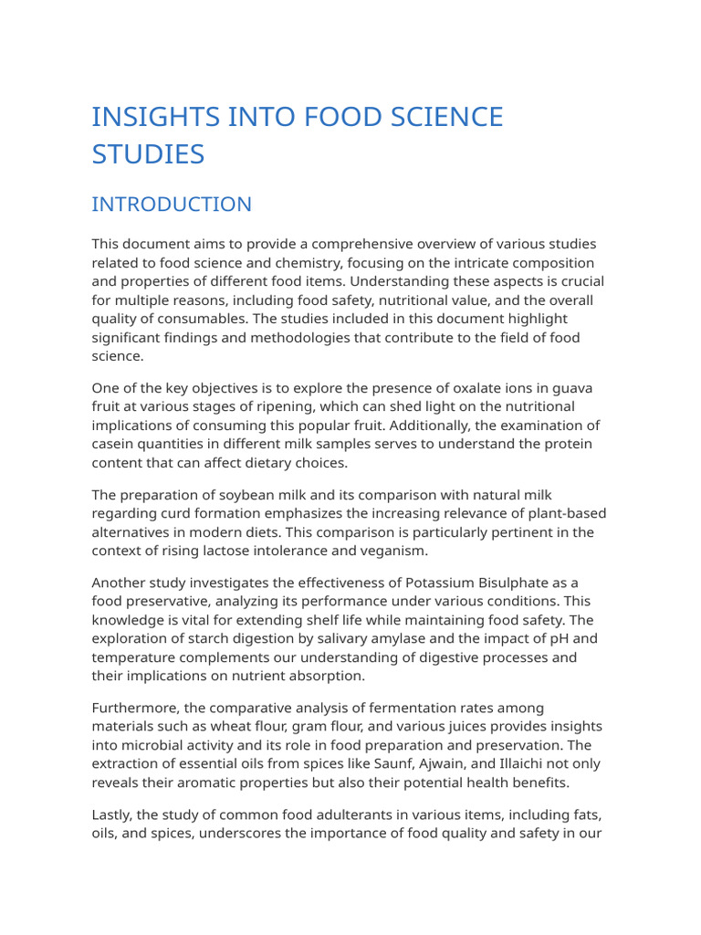 Food Science Studies Overview | PDF | Enzyme | Milk