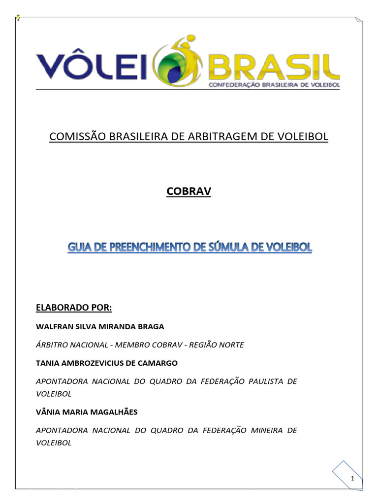 Guia de Preenchimento da Súmula de Voleibol | PDF | Esportes