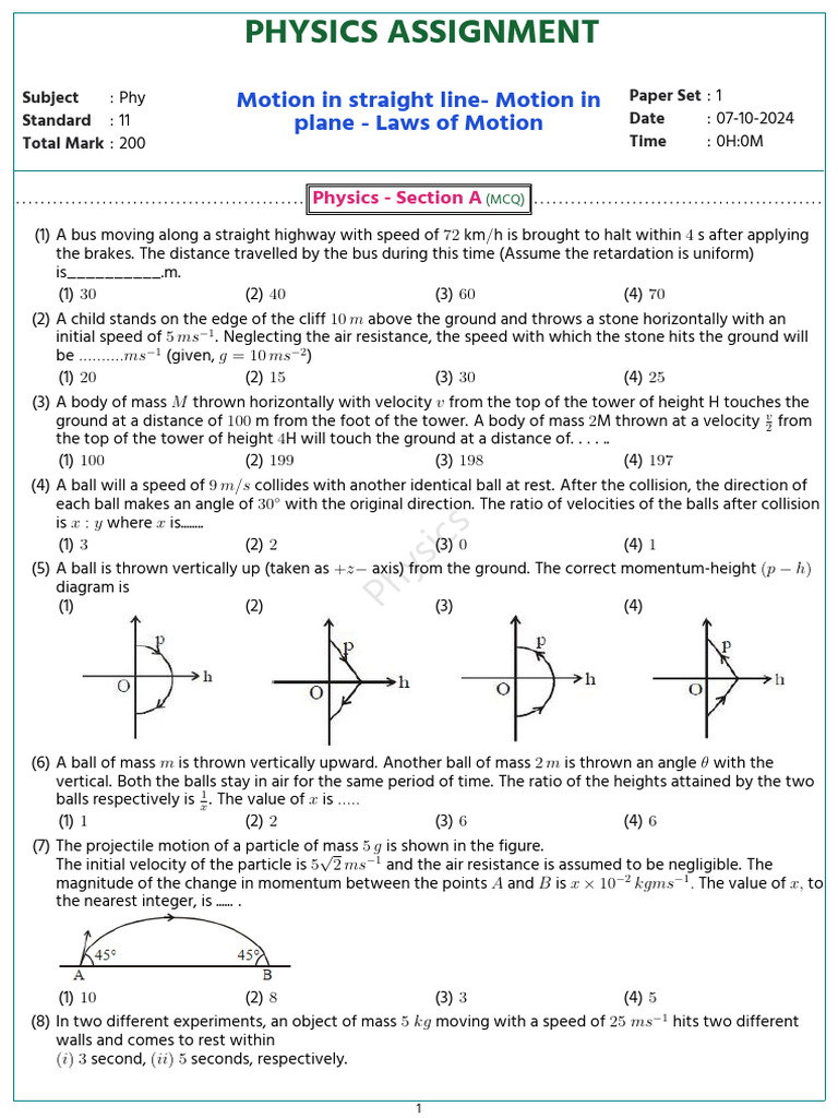 Motion in Straight Line - Motion in Plane - Laws of Motion 1728070923 ...