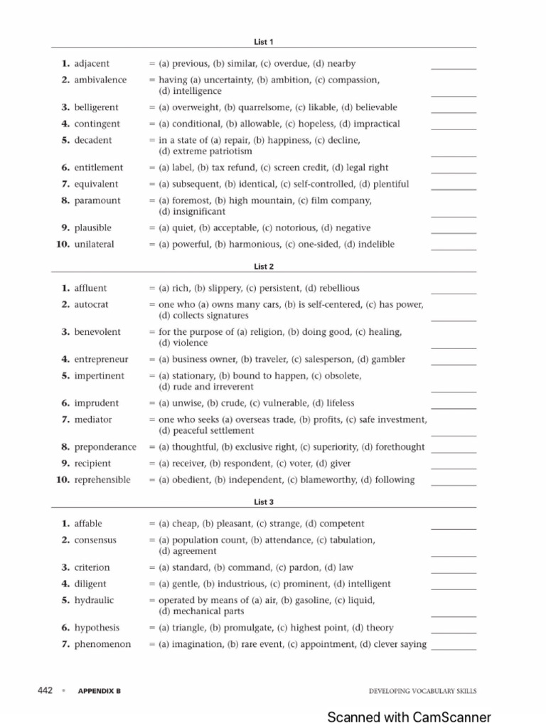 Vocabulary List 1-10 | PDF