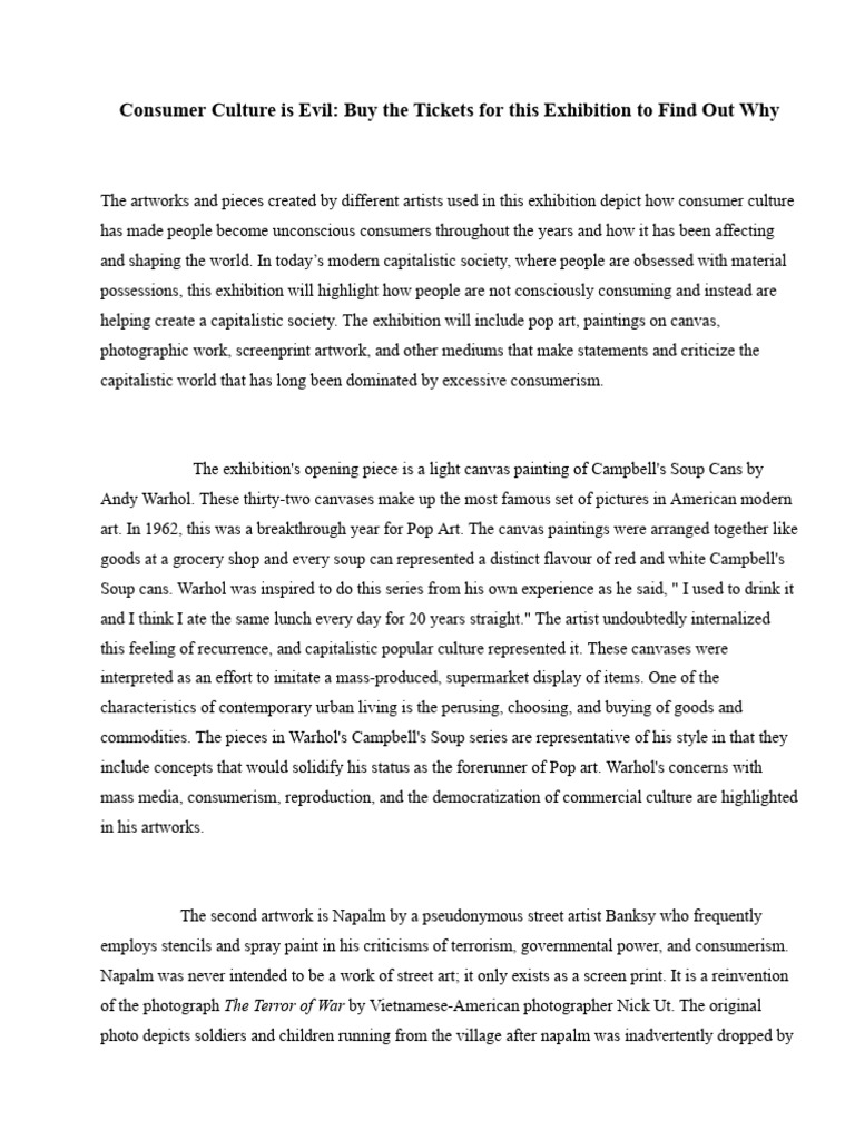 Critique of Consumer Culture Exhibition | PDF | Consumerism