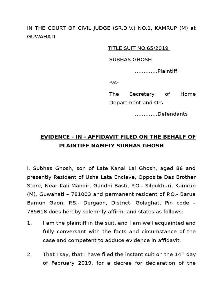 Evidence in Affidavit - Mukul Chandra Ghosh Corrected | PDF | Affidavit | Lawsuit