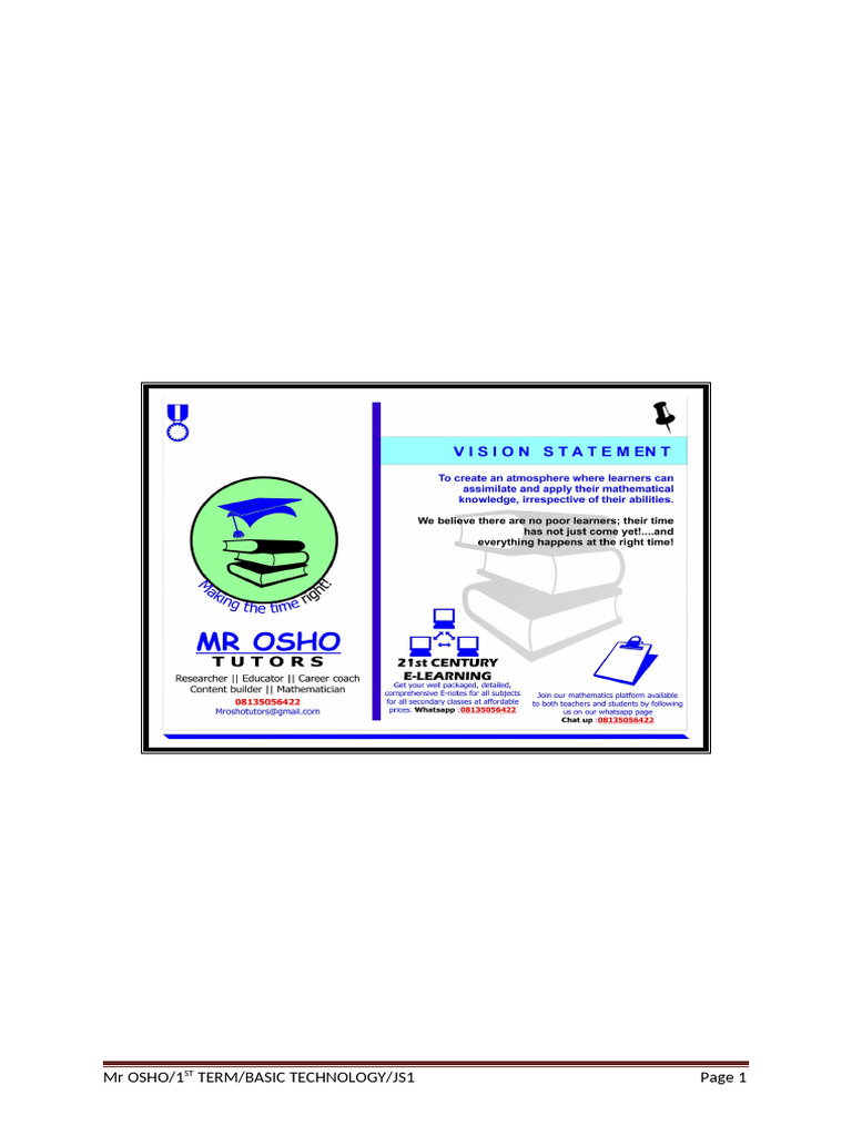 1st Term j1 Basic Technology | PDF | Metals | Glasses