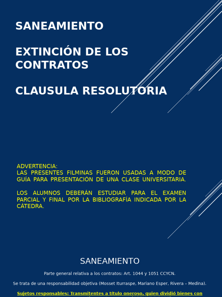 Saneamiento - Extinción - Clausula Resolutoria | PDF | Derecho civil ...
