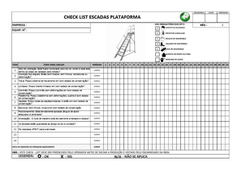 Checklist Padrao Escada Industrial | PDF