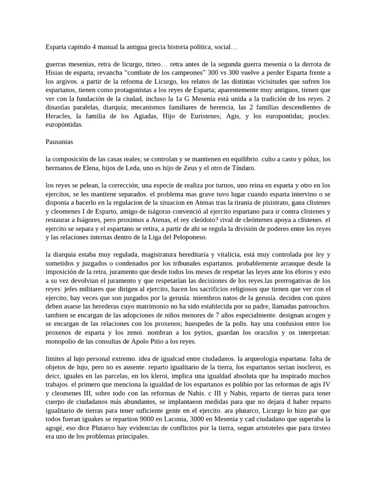 Historia de Esparta: Diarquía y Reformas | PDF | Esparta | Antigua Grecia