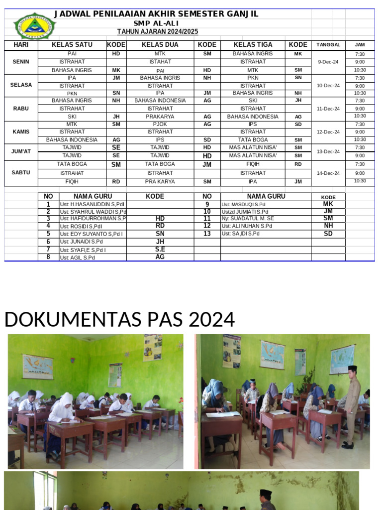 JADWAL PAS 1 2024 | PDF