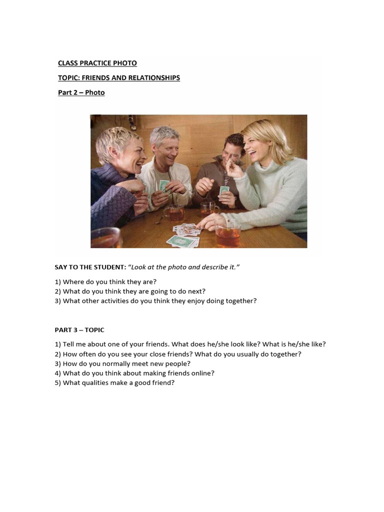 Oral practice. Friends and relationships | PDF