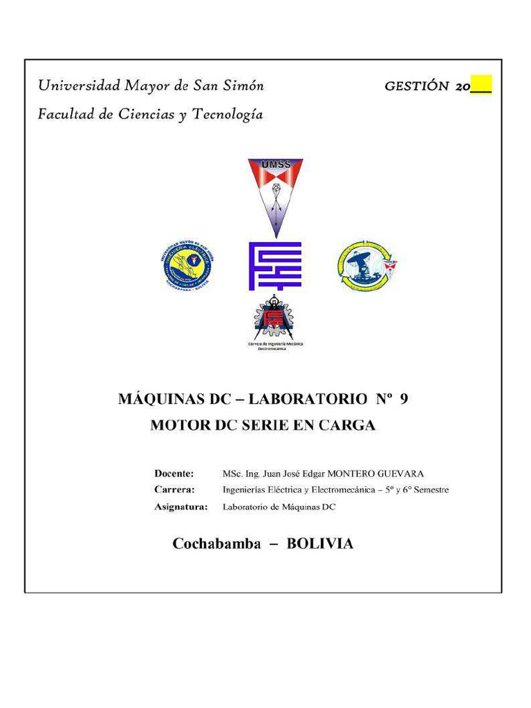 B9 - Lab 9 Informe Maquinas DC - Motor DC Serie en Carga - 1 | PDF