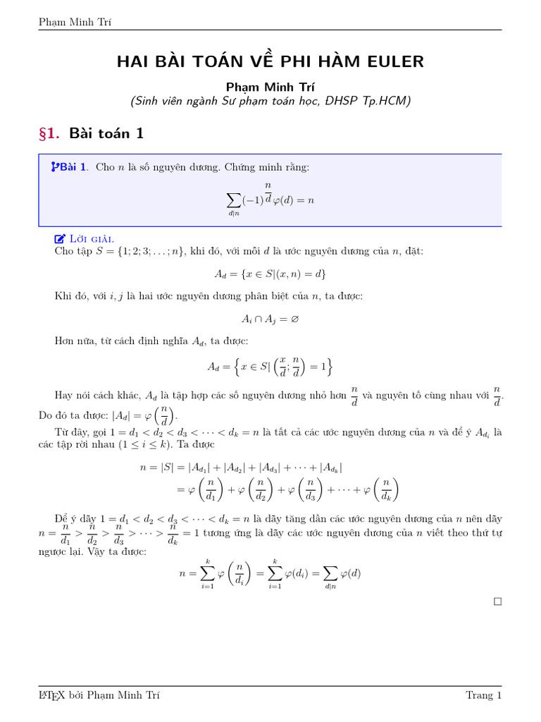 Phi Hàm Euler | PDF