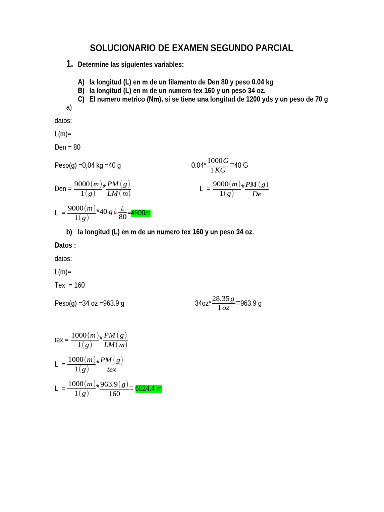 Solucionario Segundo Parcial | PDF