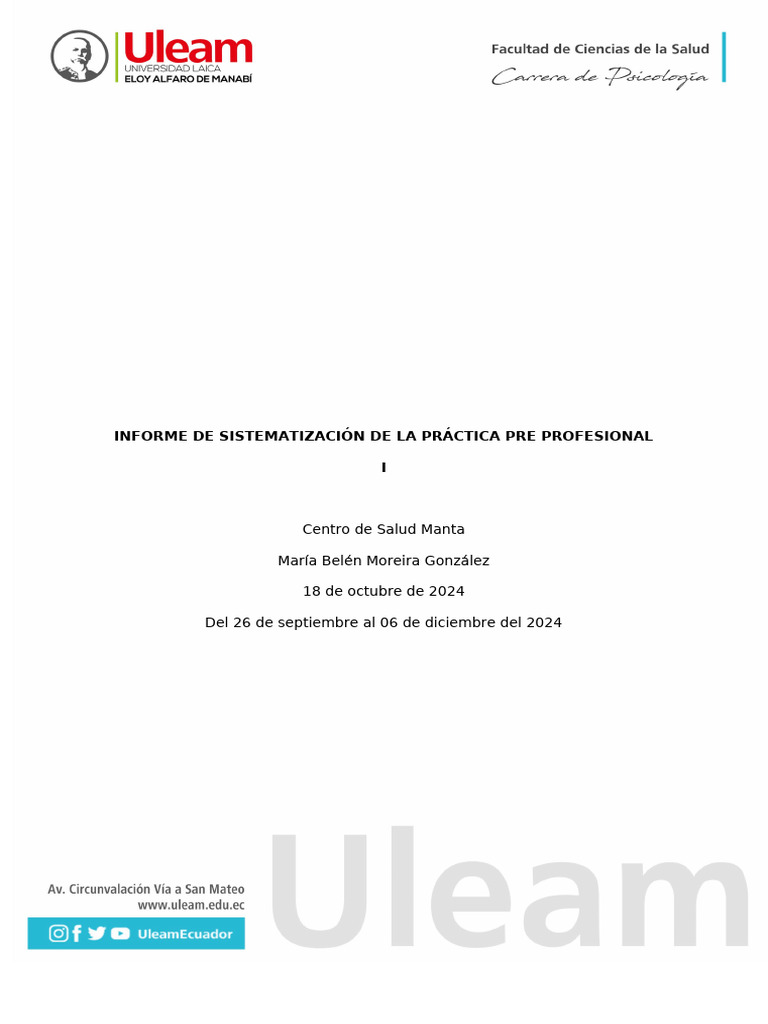 Informe de Sistematización de La Práctica Pre Profesional i - Séptimo (1) | PDF