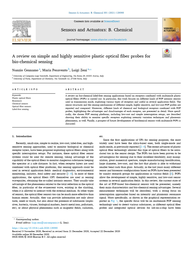 Plastic Optical Fiber Probes for Biosensing | PDF | Surface Plasmon ...