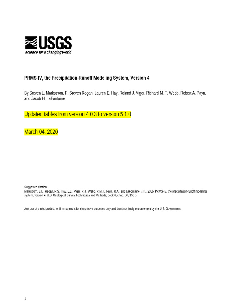 PRMS Tables 5.1.0 | PDF | Parameter (Computer Programming ...