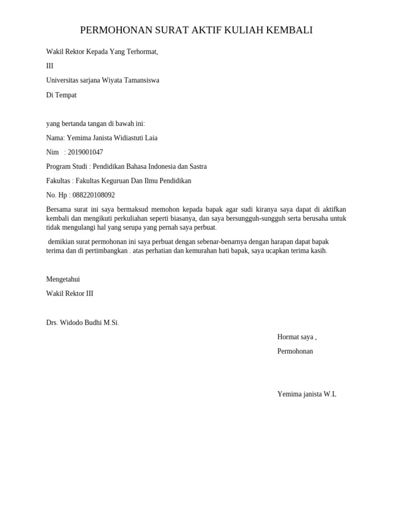 Kepada Yang Terhormat | PDF