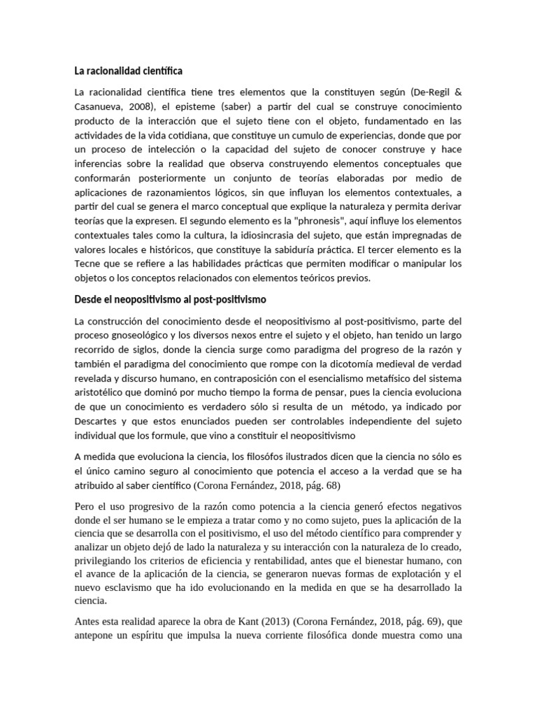 Elementos de la Racionalidad Científica | PDF | Conocimiento | Verdad