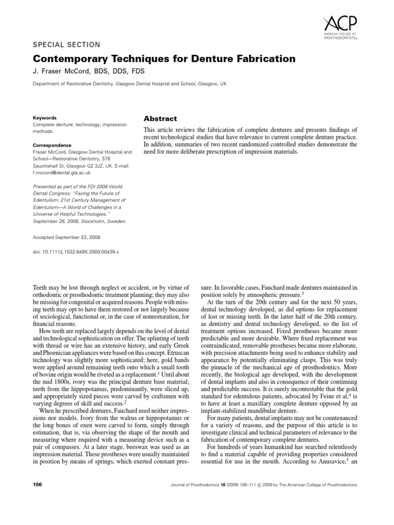 Complete Denture Techniques | PDF | Dentures | Poly(Methyl Methacrylate)
