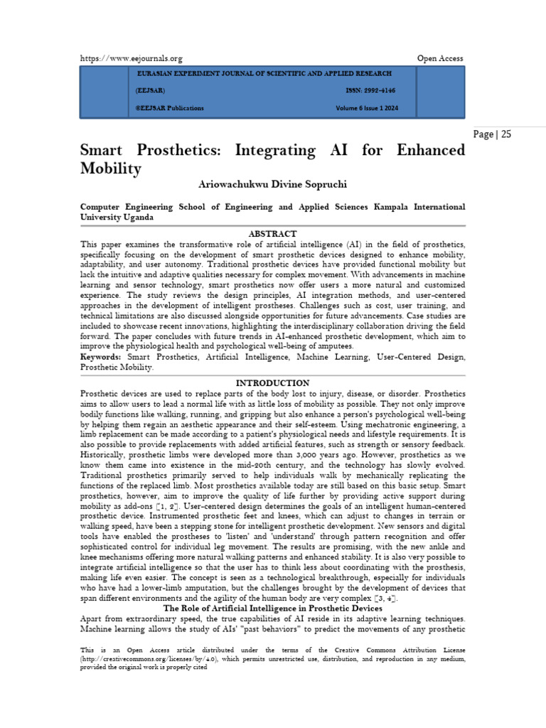 Smart Prosthetics: Integrating AI For Enhanced Mobility (WWW - Kiu.ac ...