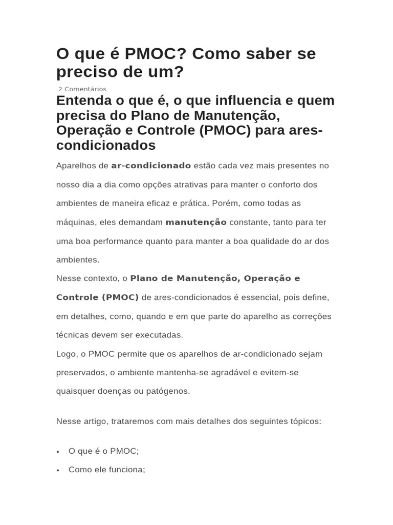 O que é PMOC | PDF | Ar condicionado