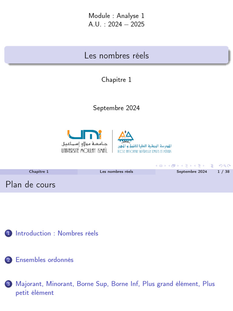 Introduction aux Nombres Réels et Ordres | PDF | Entier relatif ...