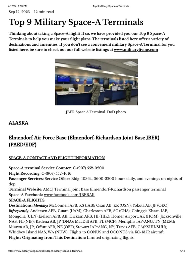 Top 9 Military Space-A Terminals | PDF | Transport | Aviation