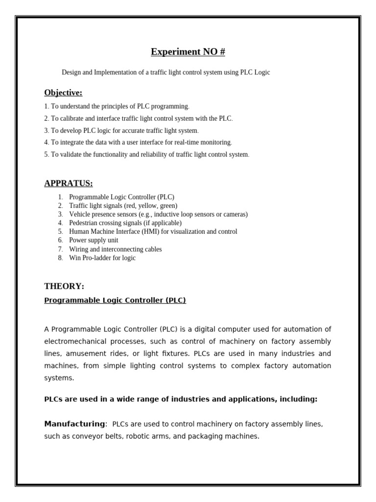 Experiment NO Trafic Light | PDF | Programmable Logic Controller | Automation