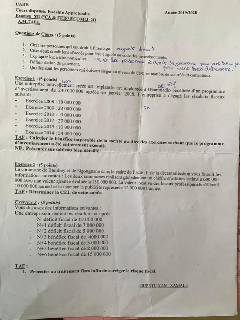 Examen Fisca-Appro 2020 | PDF