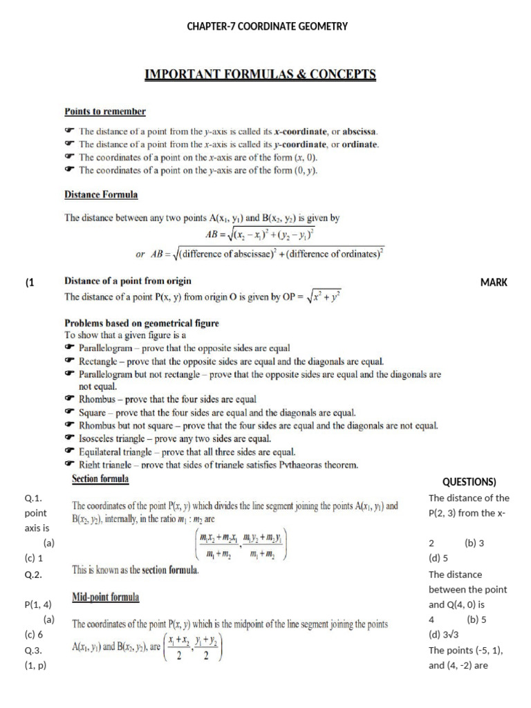 10 Coordinate Geometry Worksheet | PDF | Euclidean Geometry | Geometry