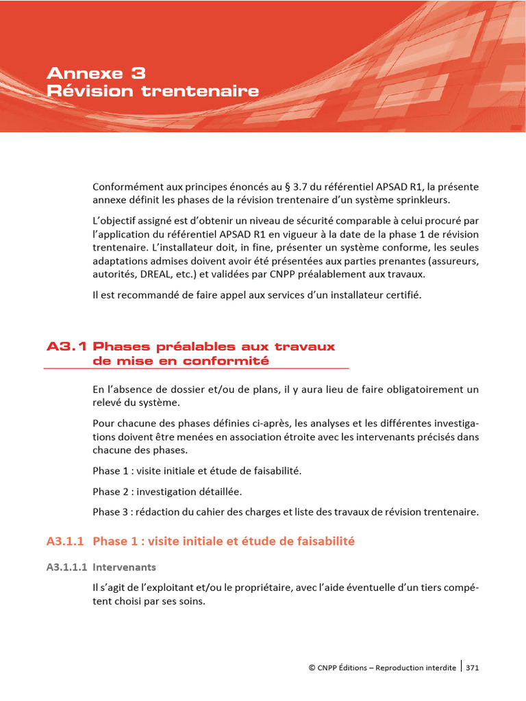 Révision trentenaire APSAD R1 | PDF