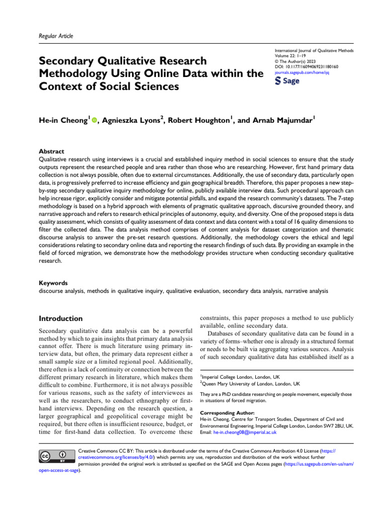 Secondary Qualitative Research Methodology | PDF | Methodology ...
