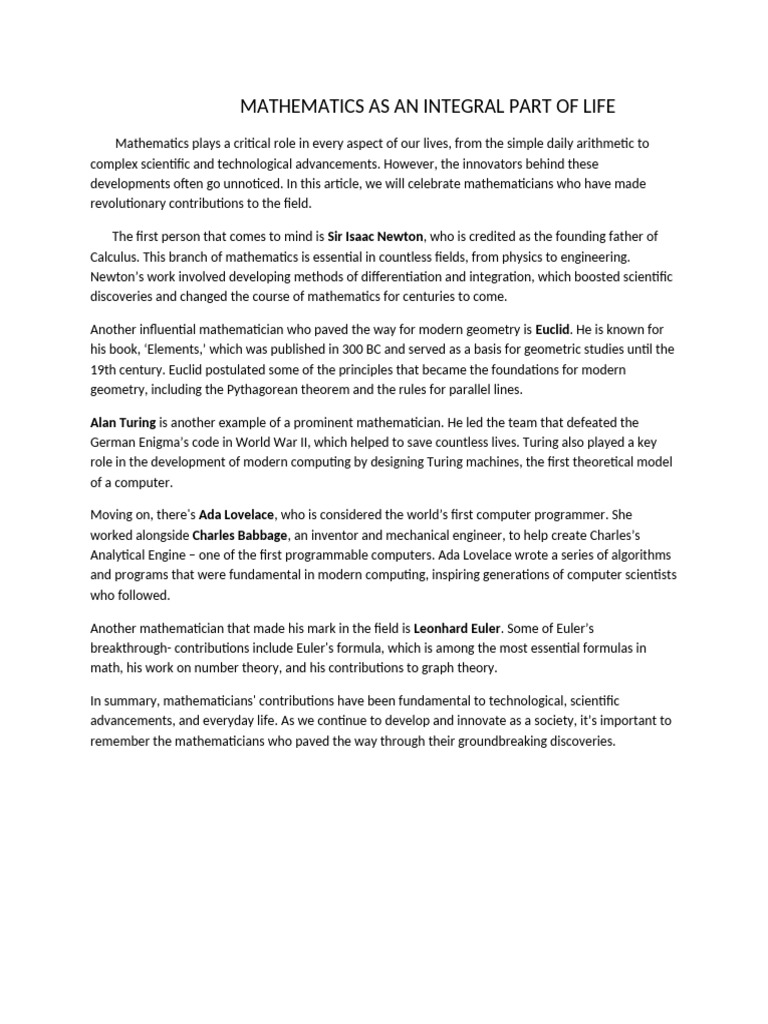 Mathematics Article | PDF