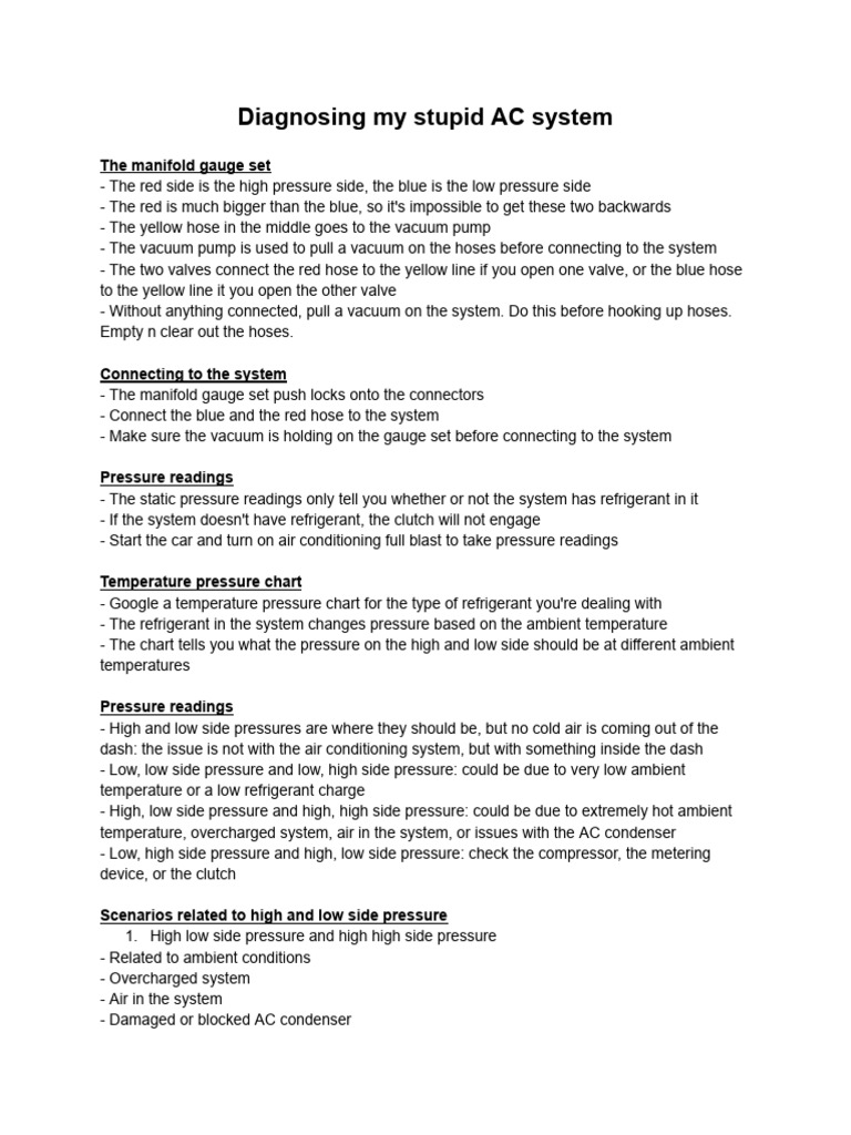 Diagnosing The AC System | PDF | Vacuum | Pressure