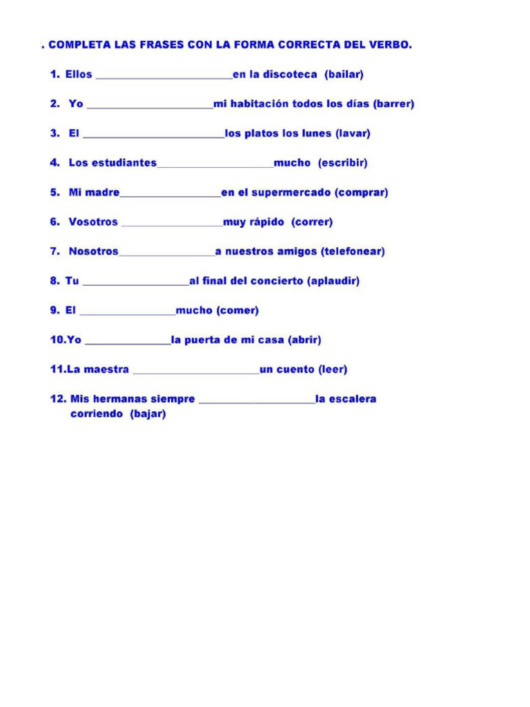 Tarea Verbos Regulares Pdf