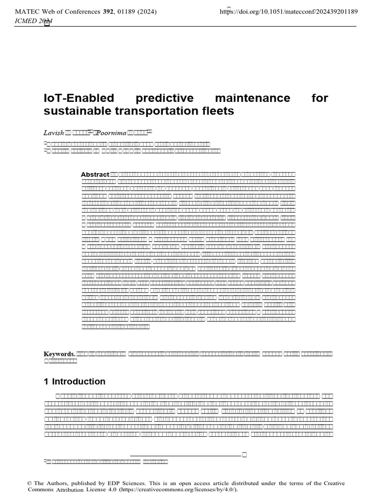 IoT-Enabled Predictive Maintenance For Sustainable Transportation Fleets | PDF | Internet Of ...