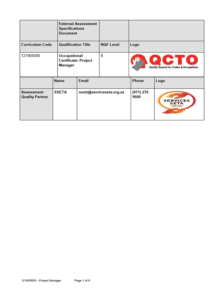 Project Manager-External Assessment Specifications Document | PDF ...
