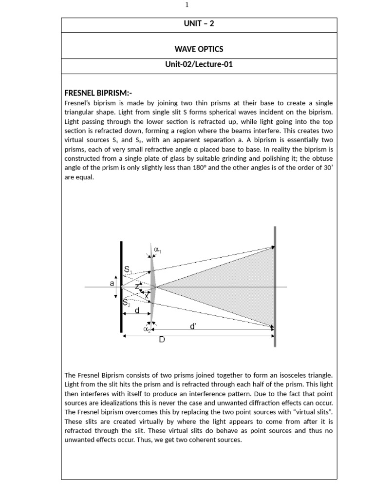 Be 201 Engineering Physics Unit 2 | PDF | Refraction | Diffraction